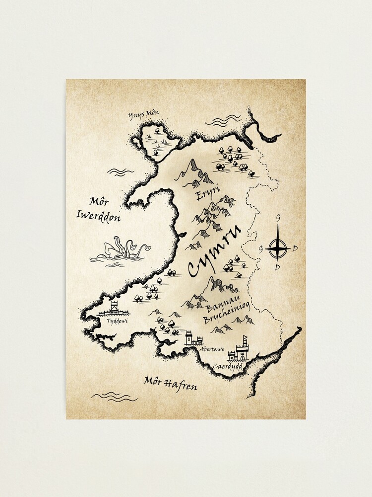 "Medieval Map Of Wales - Welsh" Photographic Print by RavenInTheFog ...