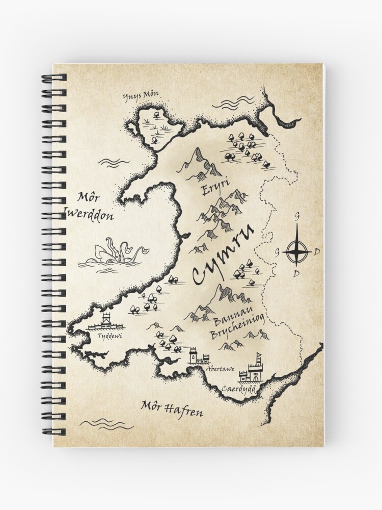 "Medieval Map Of Wales - Welsh" Spiral Notebook for Sale by Ross Jones ...