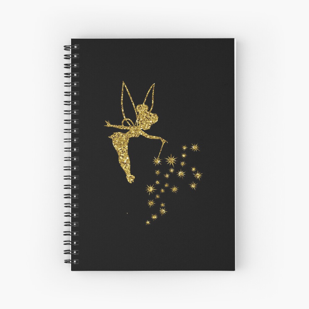 "Tinkerbell Gold Glitter Sticker" Spiral Notebook for Sale by RIFANA ...
