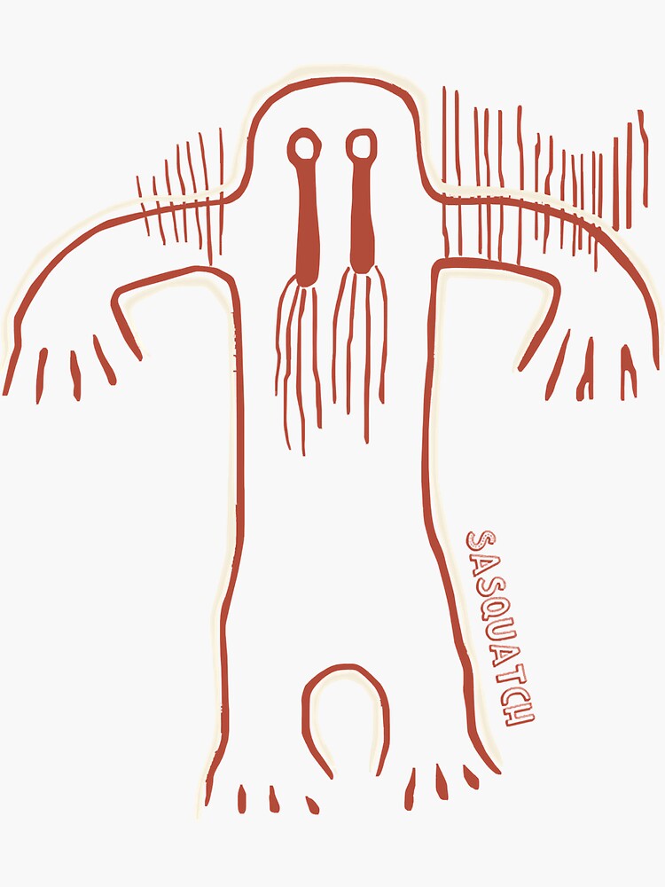 "BIgfoot Cave Painting- Native American Sasquatch Parietal Art" Sticker ...