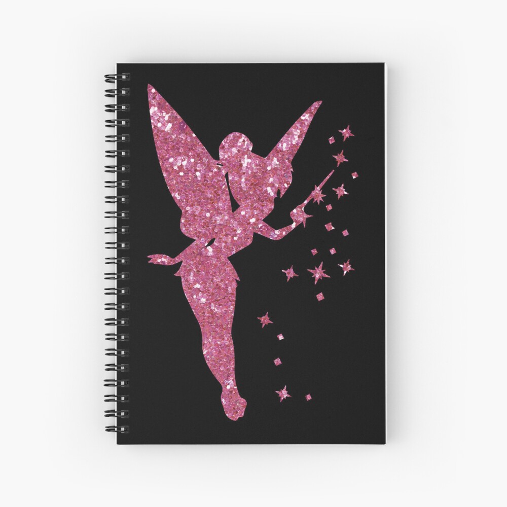 "Tinkerbell Rose Gold Glitter Sticker" Spiral Notebook for Sale by ...