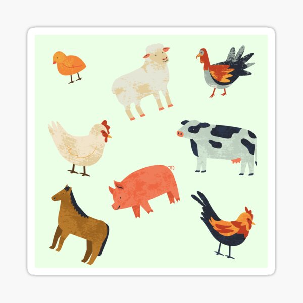 "Farm animals" Sticker for Sale by SilentCreations | Redbubble