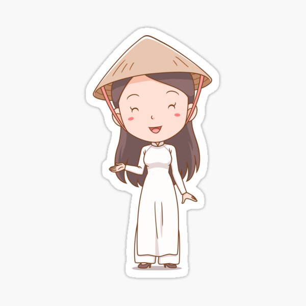 "Vietnamese woman, traditional long robe called "Ao Dai"" Sticker for ...