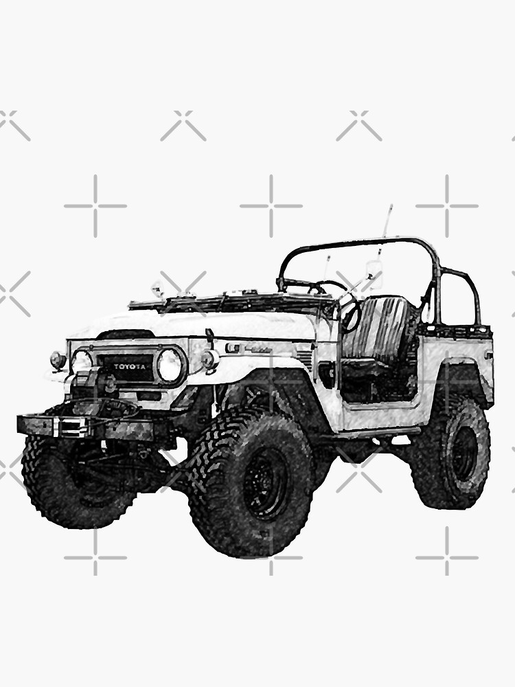 "FJ40 WINDSHIELD DOWN PENCIL SKETCH" Sticker for Sale by PaulCharles12 ...