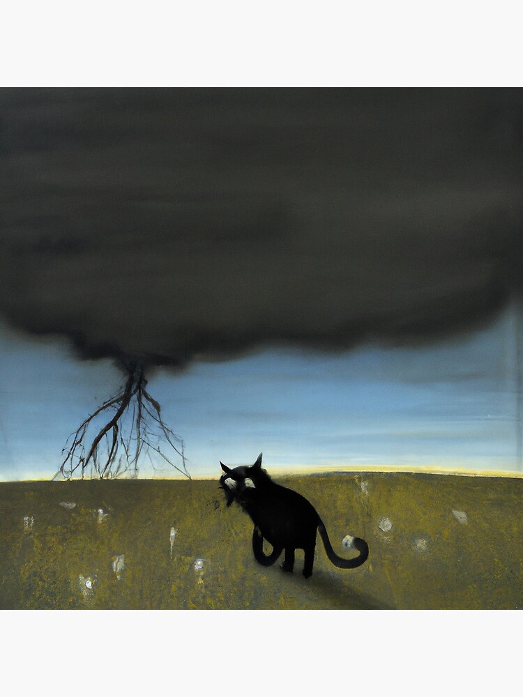 "Black Cat in Storm Expressionist Painting" Poster for Sale by Elandoss ...