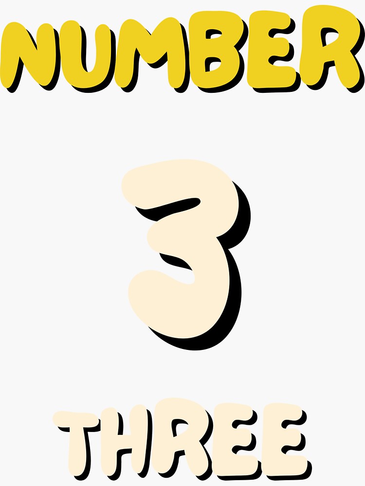 "Number 3" Sticker for Sale by sonart29 | Redbubble