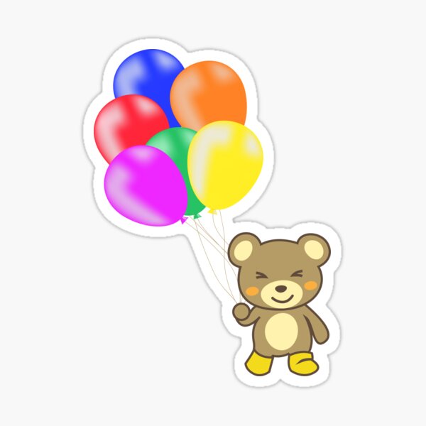 "Cute teddy with balloons" Sticker for Sale by ChameeraS | Redbubble