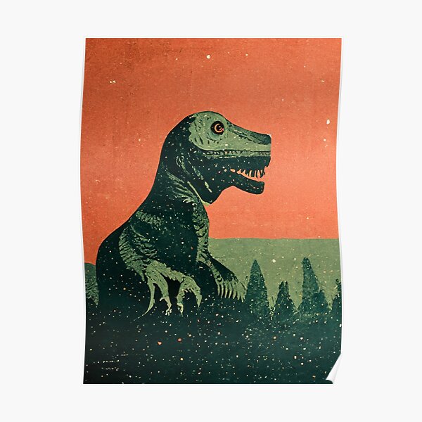 "Screen Print T. Rex | Tyrannosaurus Rex Dinosaur print" Poster for ...