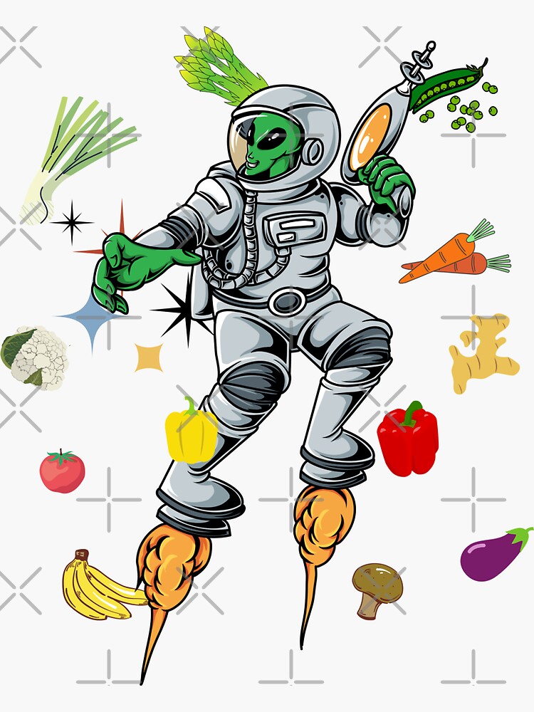 "Vegetables in Space - Alien" Sticker for Sale by Lauraloris | Redbubble
