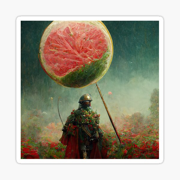 "Knight in armor made of watermelon" Sticker for Sale by IA-Power ...