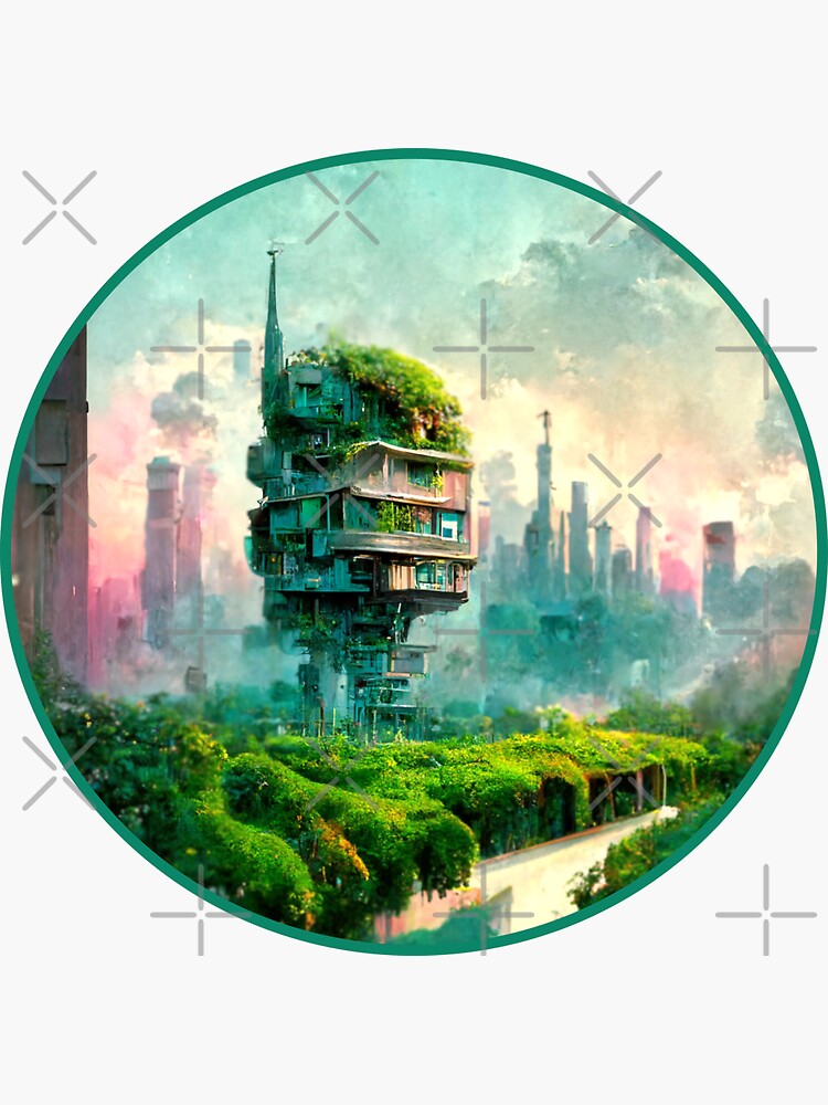 "Solarpunk Landscape Environment" Sticker for Sale by Aexlotyl | Redbubble