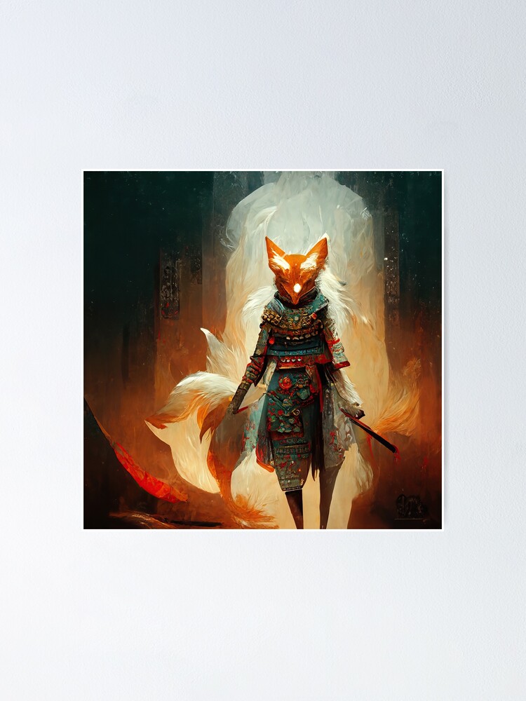 "Kitsune humanoid warrior" Poster for Sale by IA-Power | Redbubble