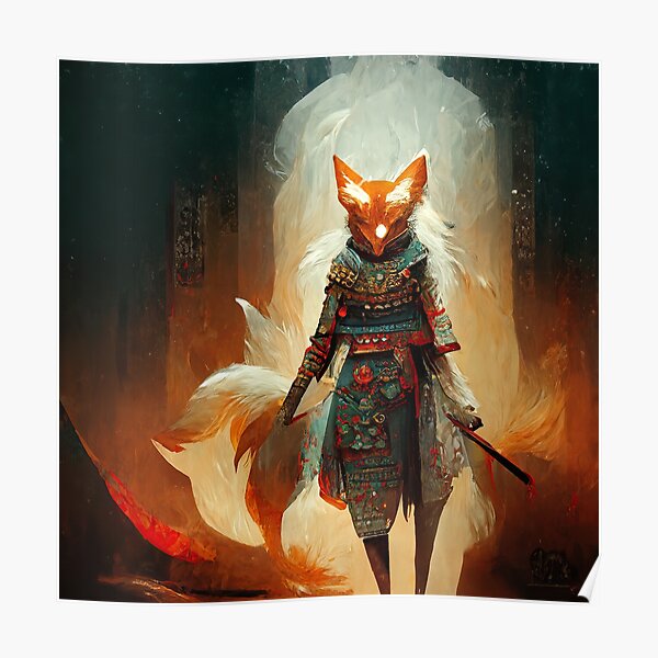 "Kitsune humanoid warrior" Poster for Sale by IA-Power | Redbubble