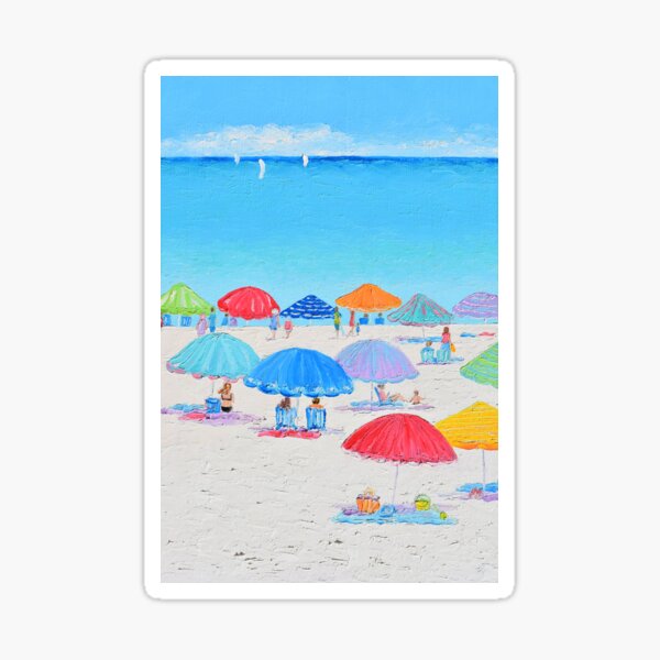 "Summer break, beach scene" Sticker for Sale by MatsonArtDesign | Redbubble