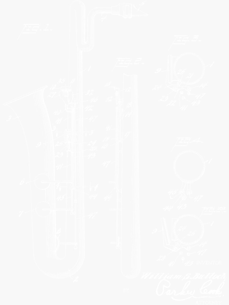 "Saxophone Player Cool Patent Style Bari Sax " Sticker for Sale by ...