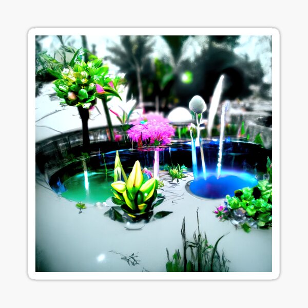 "Alien Garden Flowers - Otherworldly pond with flowers #26" Sticker for ...