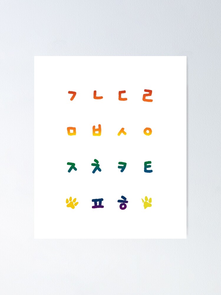 Korean Alphabet Hangul Consonants Poster For Sale By Oneonring