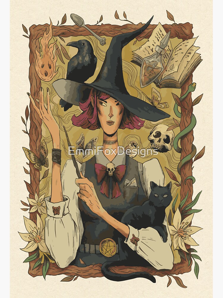 "Witchy Cottage Core Farmhouse Wall Decor Kids Halloween Decor" Sticker ...