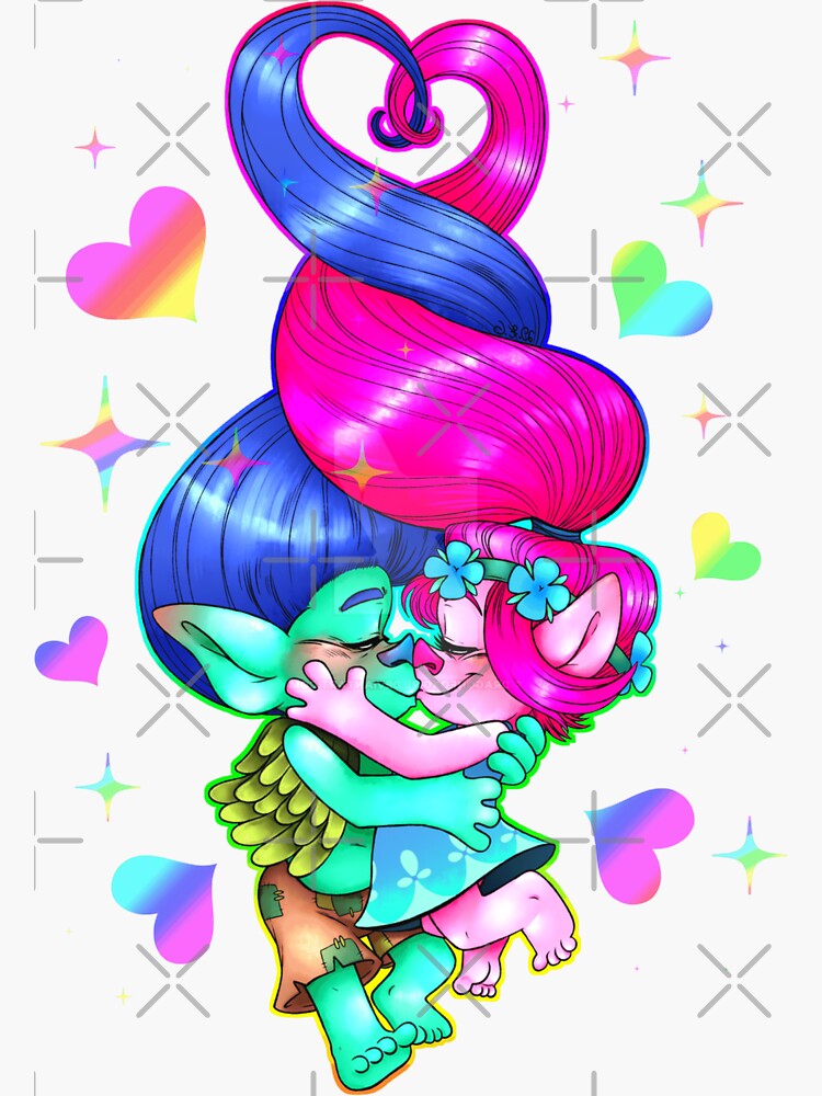"Queen Poppy and Branch Trolls " Sticker for Sale by ARTICIAL | Redbubble