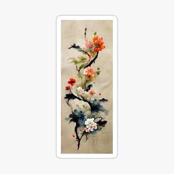 "Japanese style decorative flowers" Sticker for Sale by MegartOnline ...