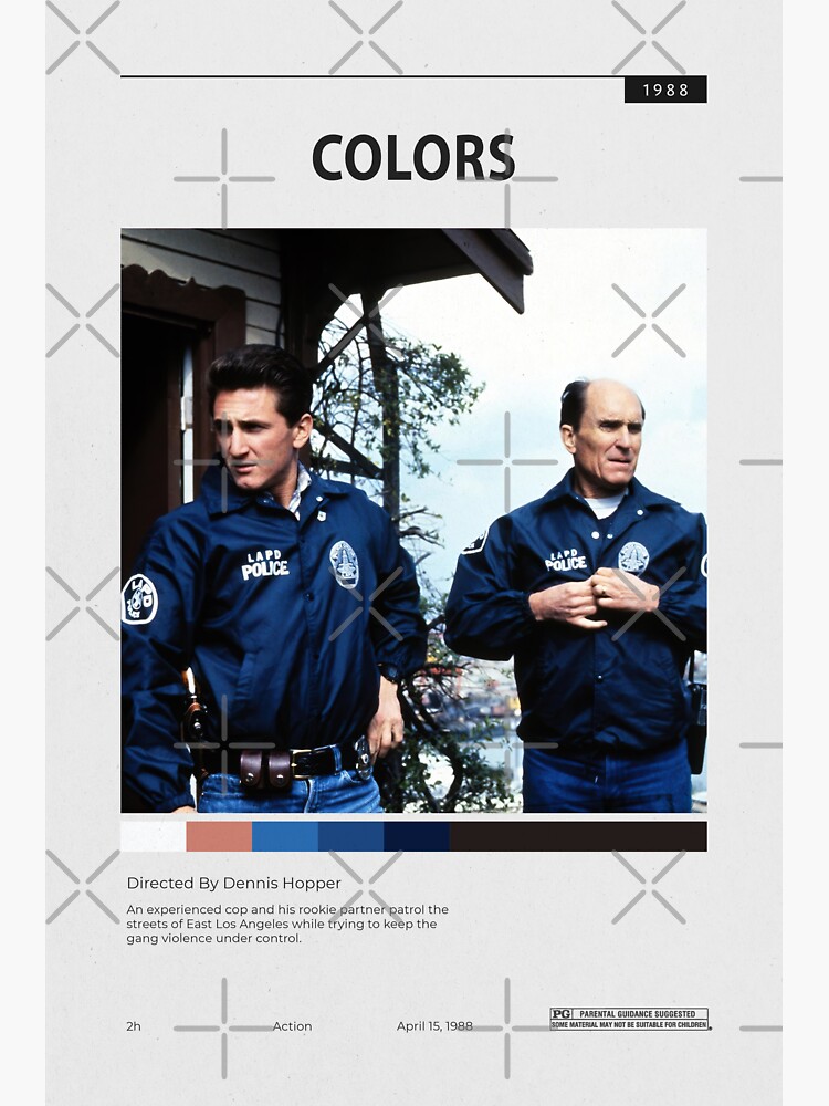 "Colors movie poster 1988, action" Sticker for Sale by LifeOnTheStage ...
