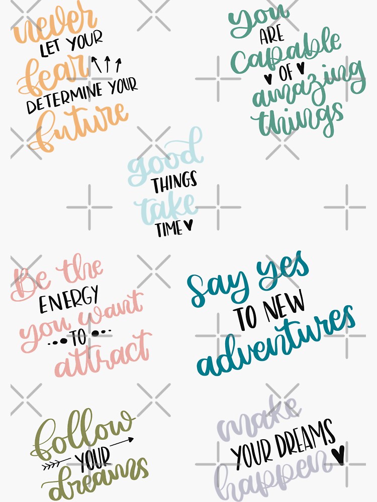 "Motivational Quotes Sticker Pack, Handlettered Stickers, Calligraphy ...