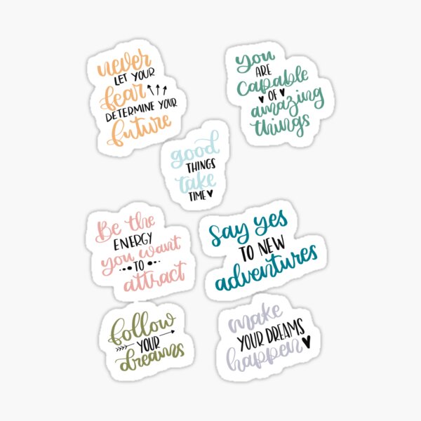 "Motivational Quotes Sticker Pack, Handlettered Stickers, Calligraphy ...