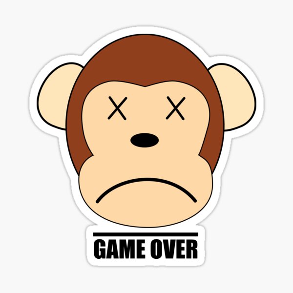 "Game over monkey face" Sticker for Sale by OC-Design | Redbubble