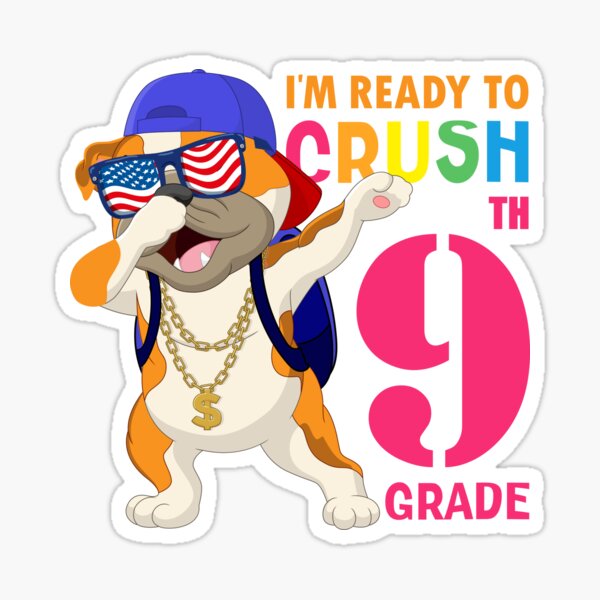 " I'm Ready To Crush 9 th Grade Funny Dabbing Pug Dog Dab Back To ...