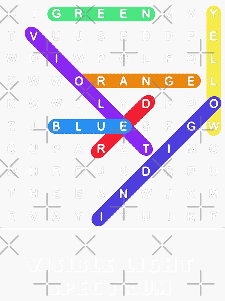 "Physics Spectrum Science Nerd Word Search Rainbow ROYGBIV" Sticker for ...