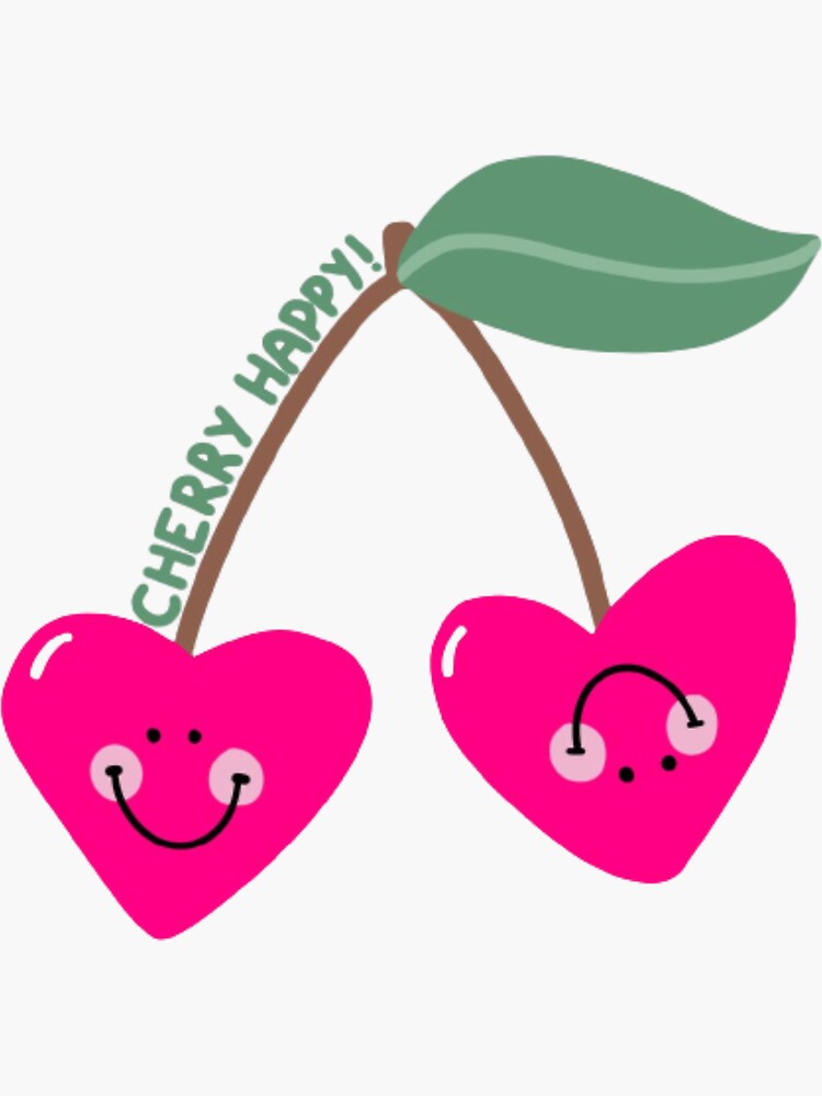 "cherry happy " Sticker for Sale by preppy-designzz | Redbubble