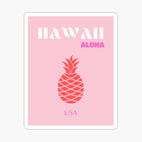 "Hawaii, Preppy, Preppy Room, Preppy Art, Pink" Sticker for Sale by ...