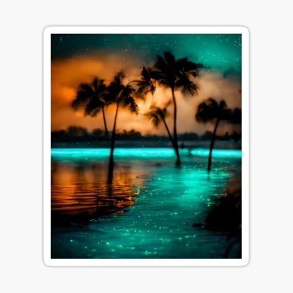 "Neon Tropical Lagoon" Sticker for Sale by candymachine85 | Redbubble