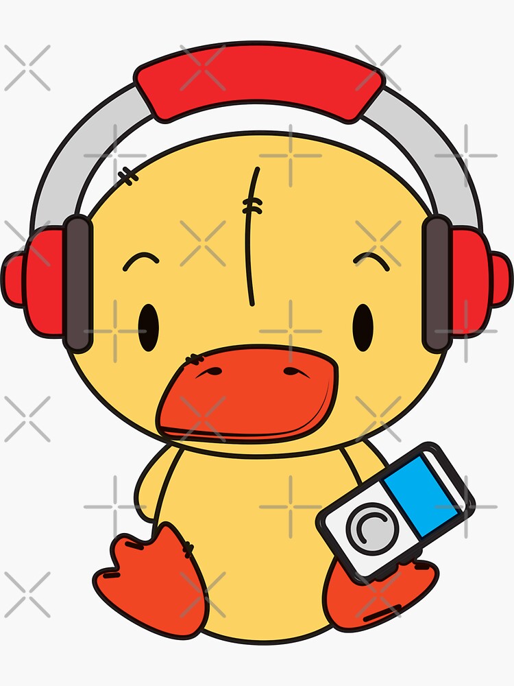 "Cute Duck Listening to Music" Sticker for Sale by Pixelish | Redbubble