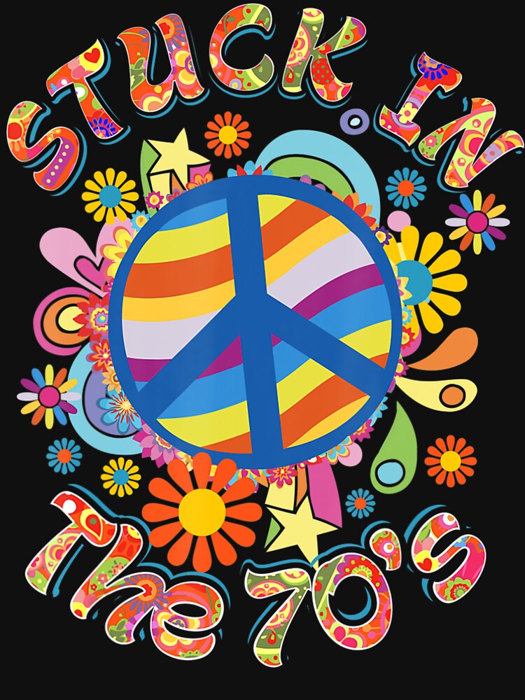 "Groovy Retro Seventies Stuck In The 70S Flower Power" T-shirt for Sale ...