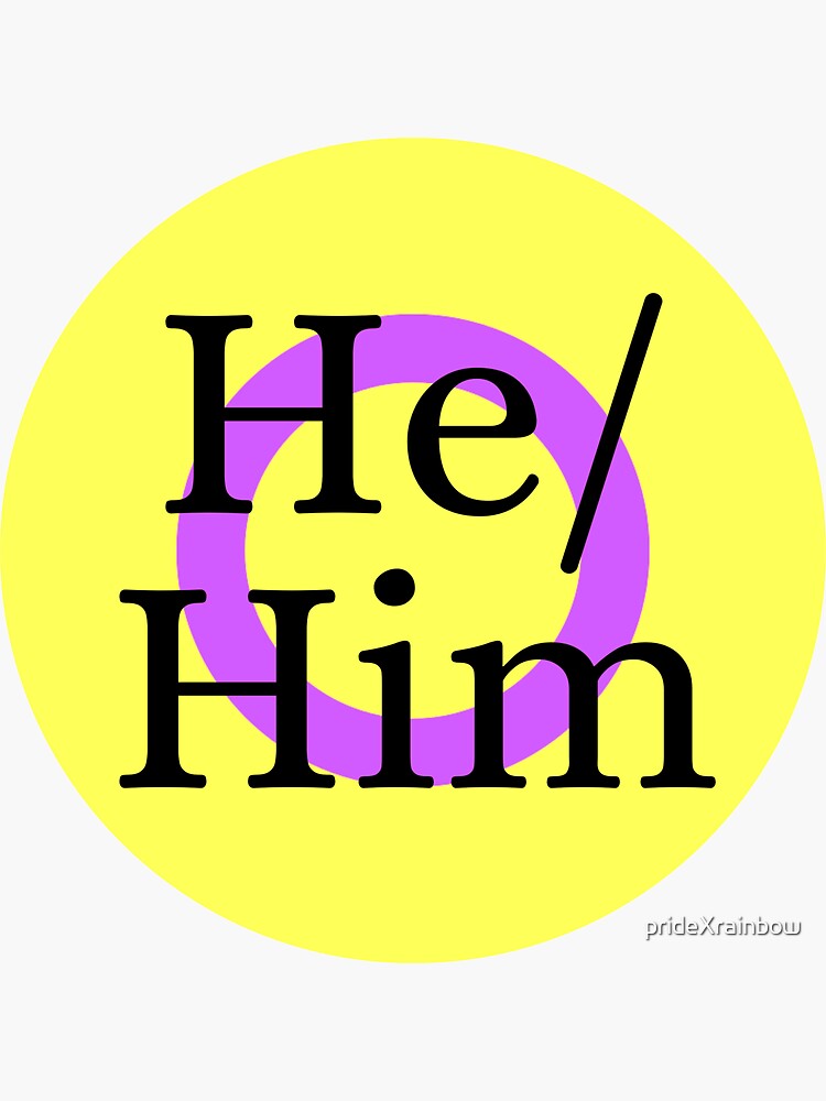 "He Him Intersex Pronoun Gender Identity Pin" Sticker for Sale by ...