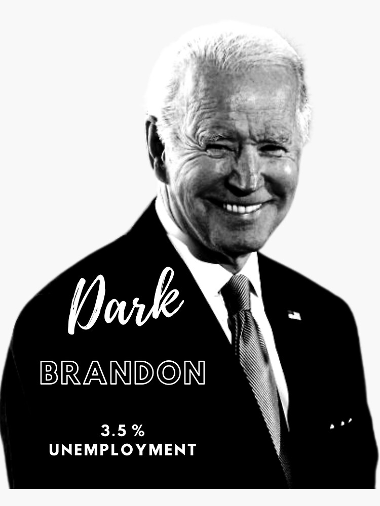 "Dark Brandon 3.5% Unemployment" Sticker for Sale by MerchGiants | Redbubble