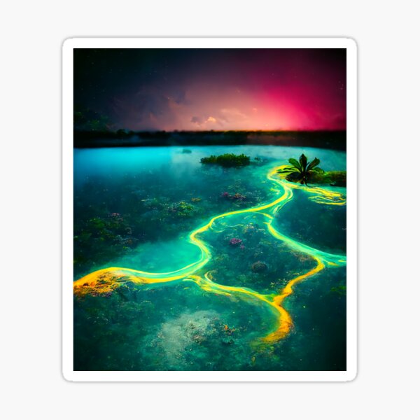 "Neon Tropical Lagoon" Sticker for Sale by candymachine85 | Redbubble
