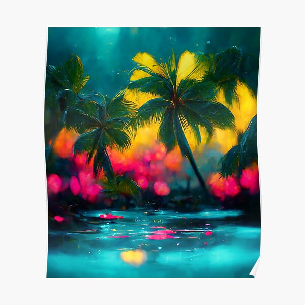 "Neon Tropical Lagoon" Poster for Sale by candymachine85 | Redbubble
