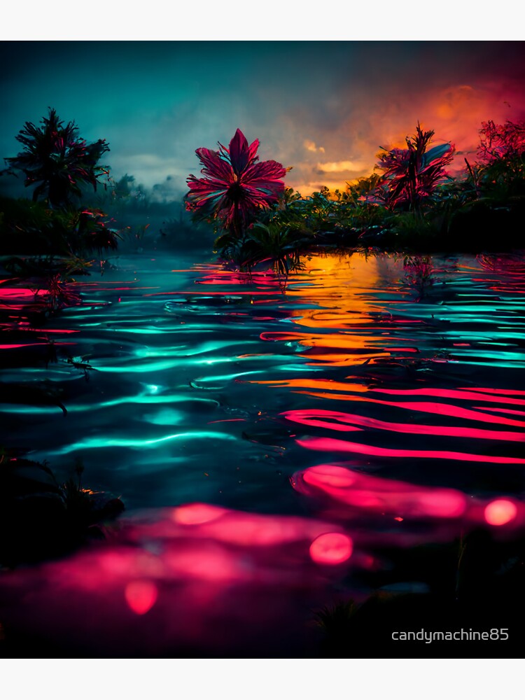 "Neon Tropical Lagoon" Sticker for Sale by candymachine85 | Redbubble