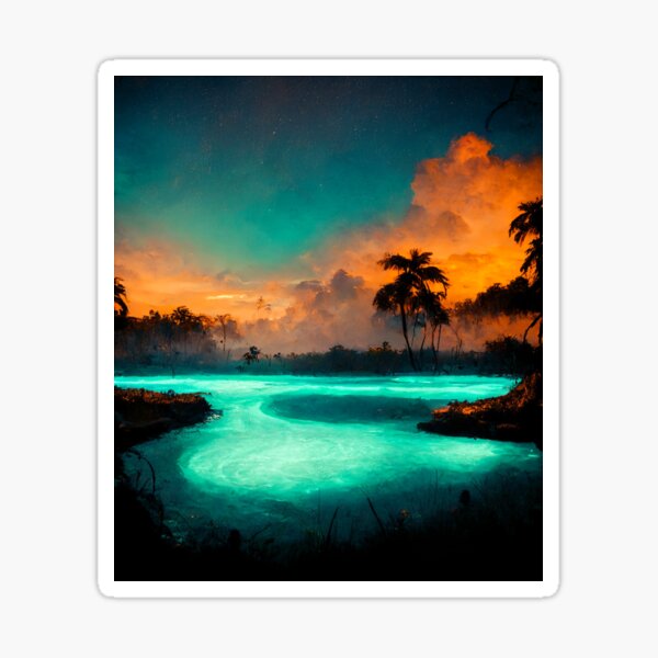 "Neon Tropical Lagoon" Sticker for Sale by candymachine85 | Redbubble