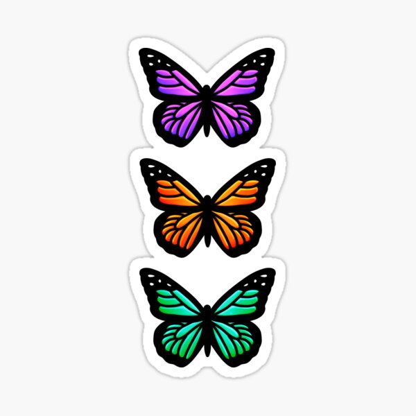 Pegatina «Mariposas de color rosa púrpura, mariposas de color amarillo ...