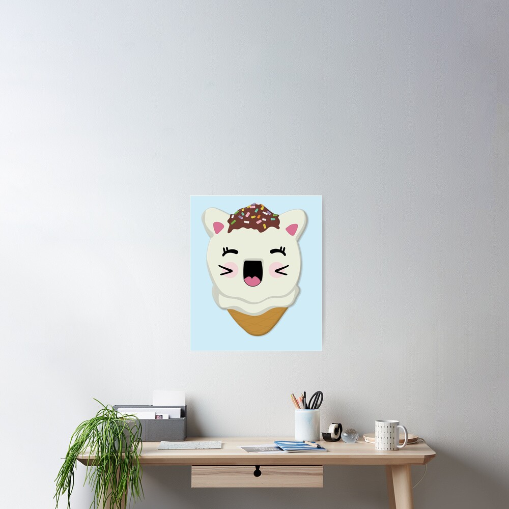 "Moriah Elizabeth's Cat Ice Cream Cone Squishy." Poster for Sale by ...