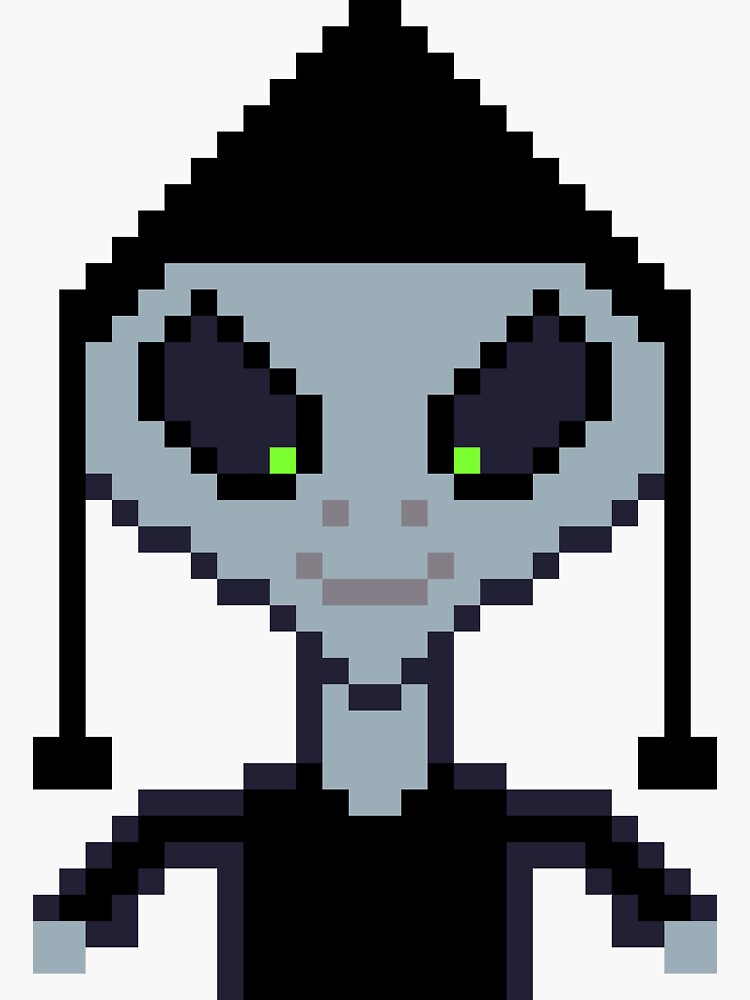"Pixel alien with cap" Sticker for Sale by SevenAndTV | Redbubble