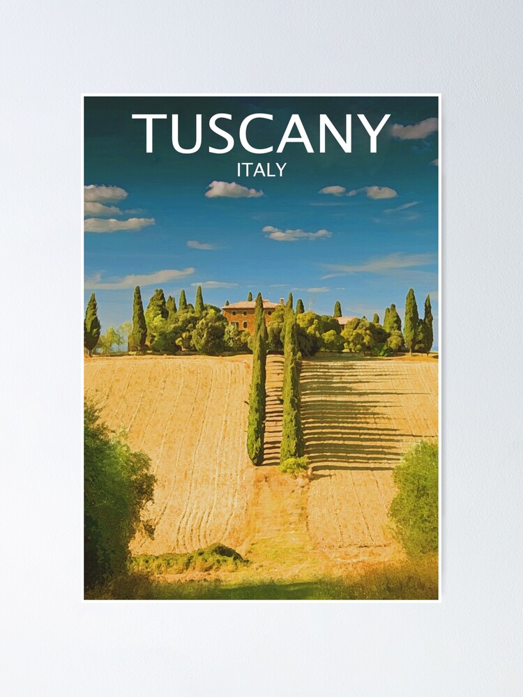 "Tuscany Italy - Retro Tuscan Landscape" Poster for Sale by molamode ...