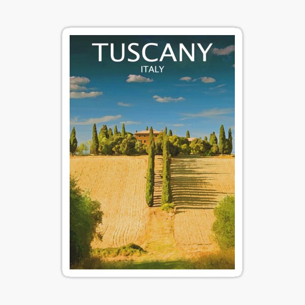 "Tuscany Italy - Retro Tuscan Landscape" Sticker for Sale by molamode ...