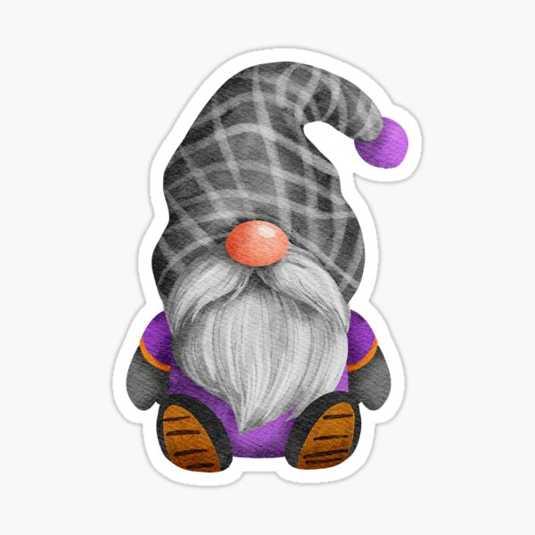"Cute Gnome in Purple and Orange and Stripe Hat" Sticker for Sale by ...