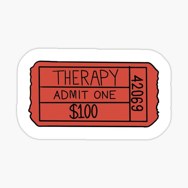 "Ticket to therapy " Sticker for Sale by LittleRavenCat | Redbubble