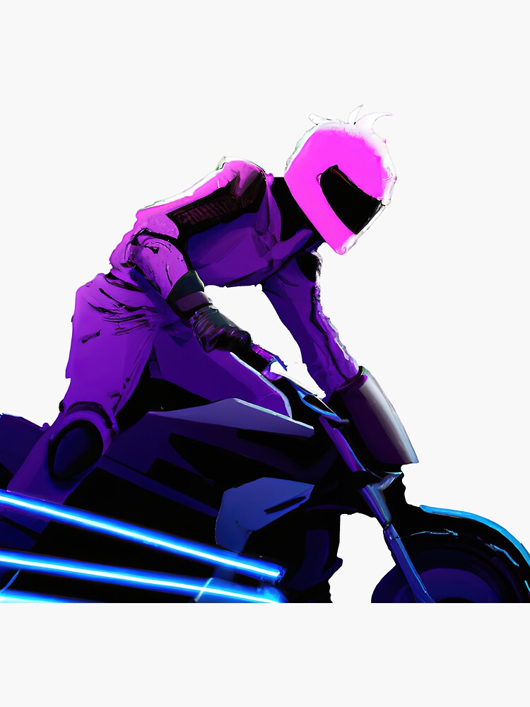 "DALL·E - "A Synthwave Motorcycle Racer"" Sticker for Sale by ...