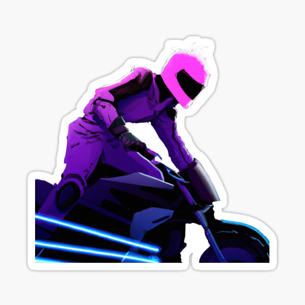 "DALL·E - "A Synthwave Motorcycle Racer"" Sticker for Sale by ...